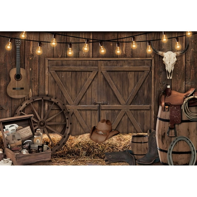Western Cowboy Photography Backdrop Wild West Rustic Farm Barn Wood ...