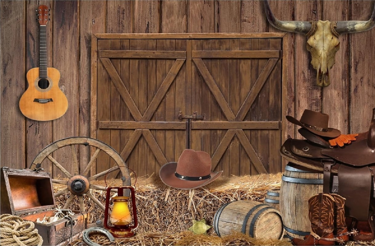 Western Cowboy Photography Backdrop Wild West Rustic Wood House Barn ...