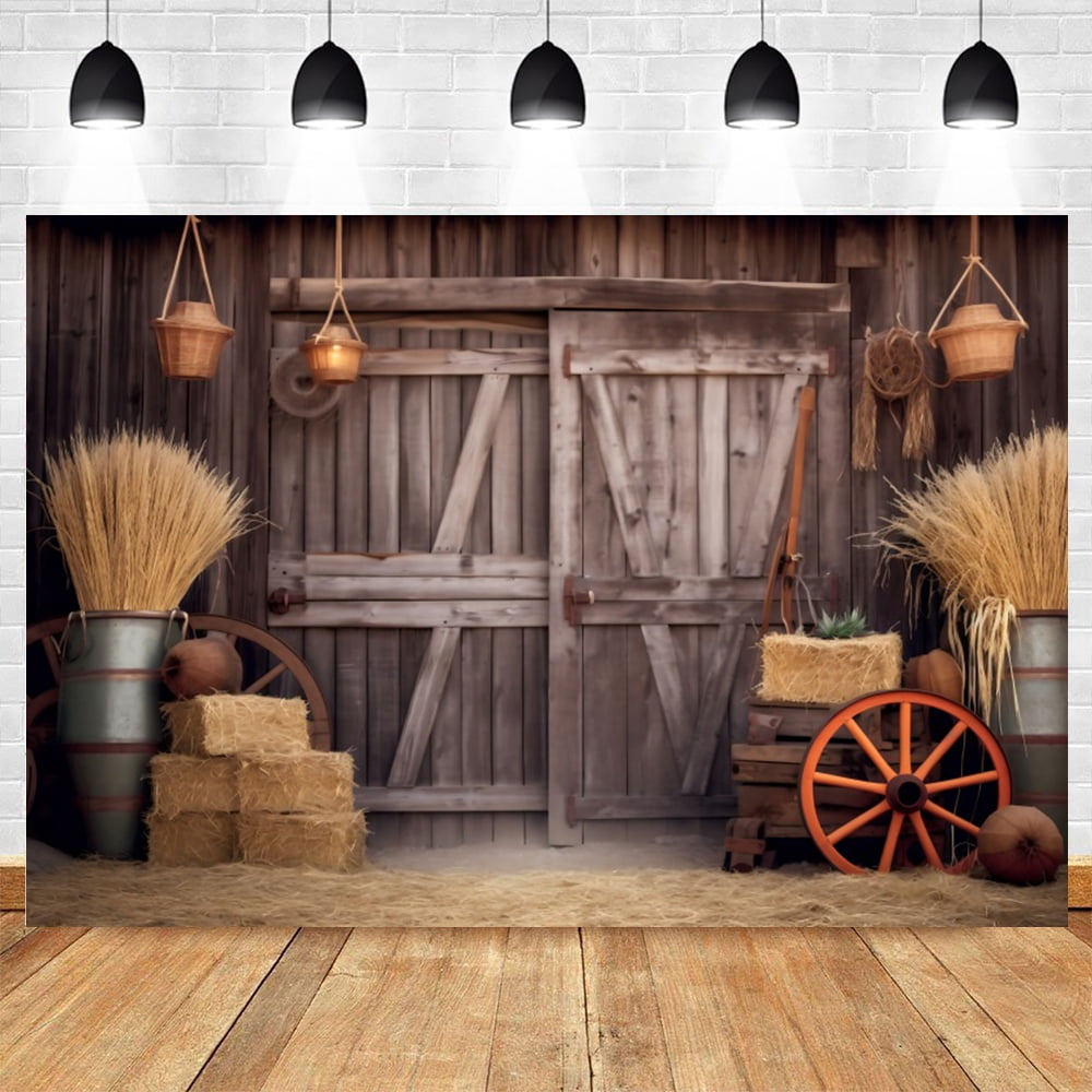 Western Cowboy Photography Background Horse Rustic Farm Wood Barn Door ...