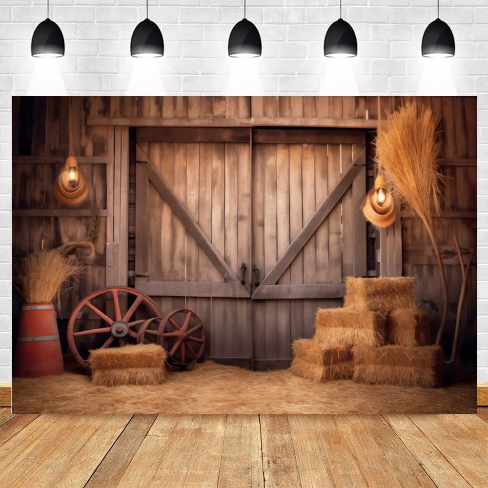 Western Cowboy Photography Background Horse Rustic Farm Wood Barn Door ...