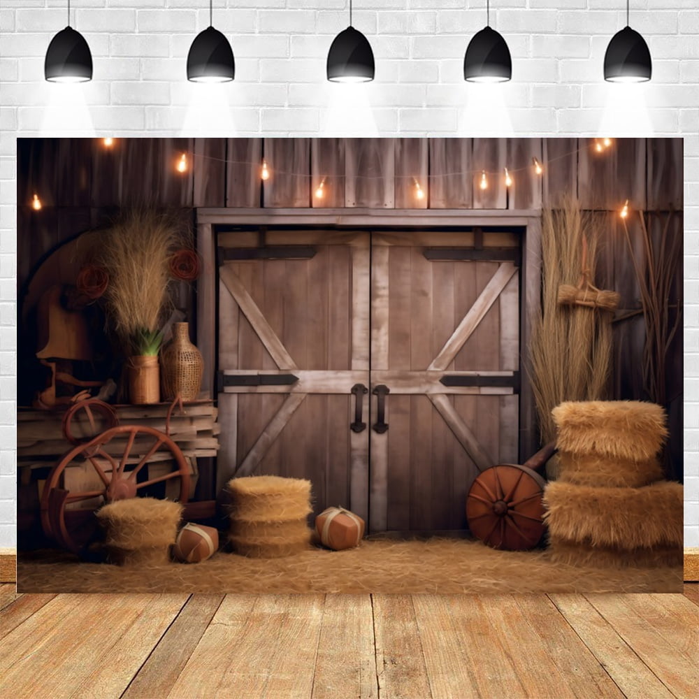 Western Cowboy Photography Background Horse Rustic Farm Wood Barn Door ...