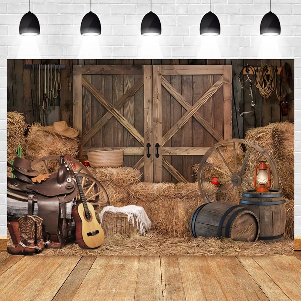 Western Cowboy Photography Background Horse Rustic Farm Wood Barn Door ...