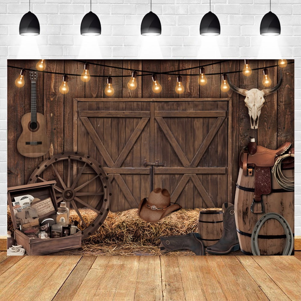 Western Cowboy Photography Background Horse Rustic Farm Wood Barn Door ...