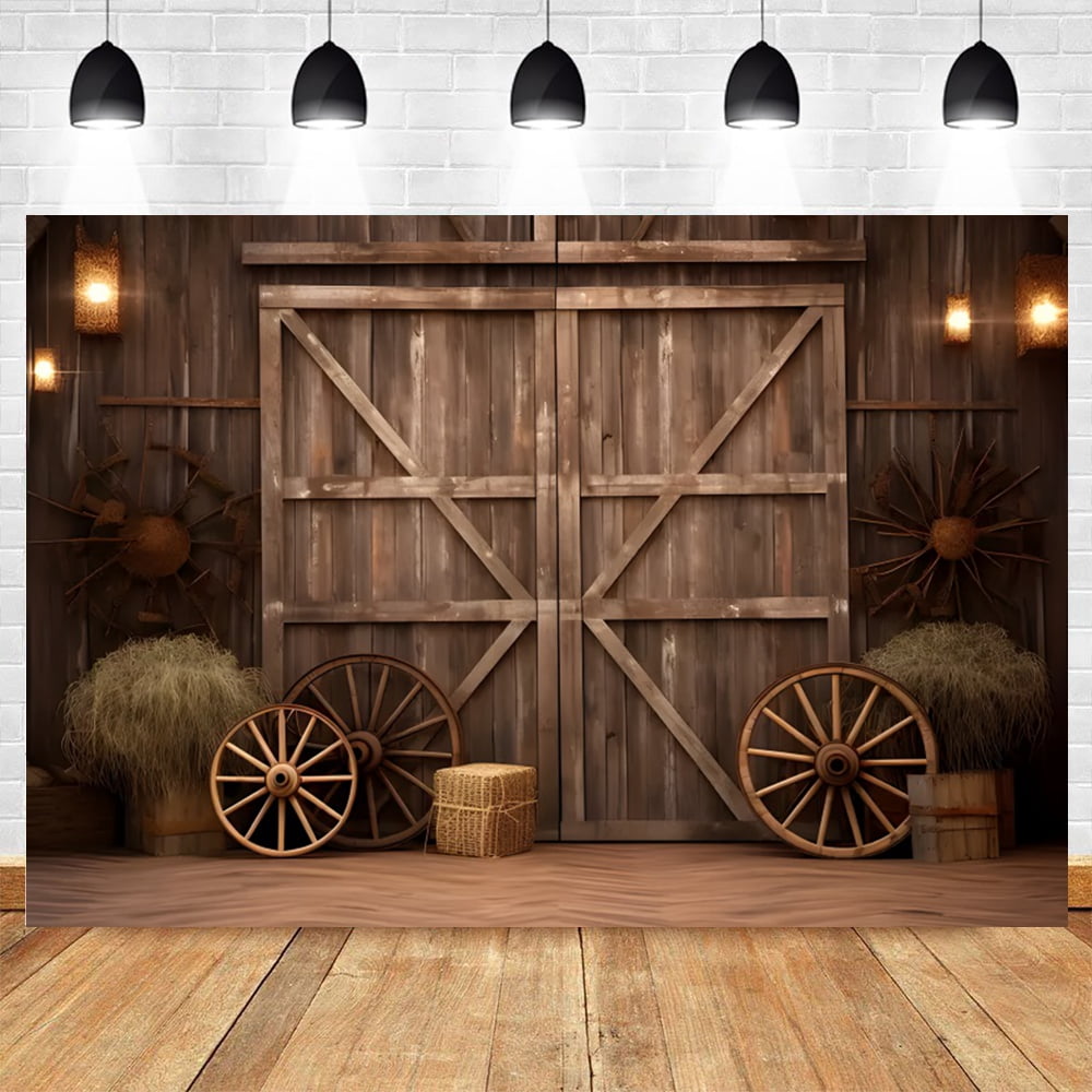 Western Cowboy Photography Background Horse Rustic Farm Wood Barn Door ...