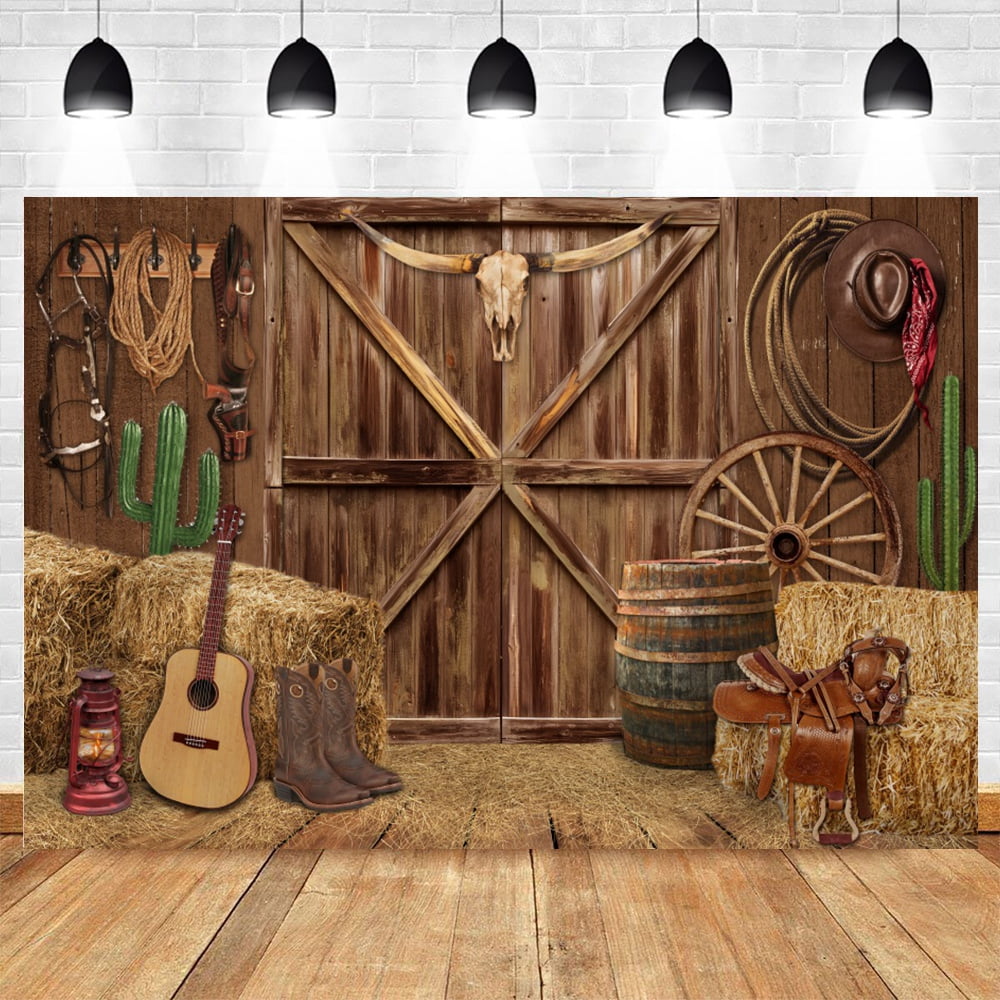 Western Cowboy Photography Background Horse Rustic Farm Wood Barn Door ...