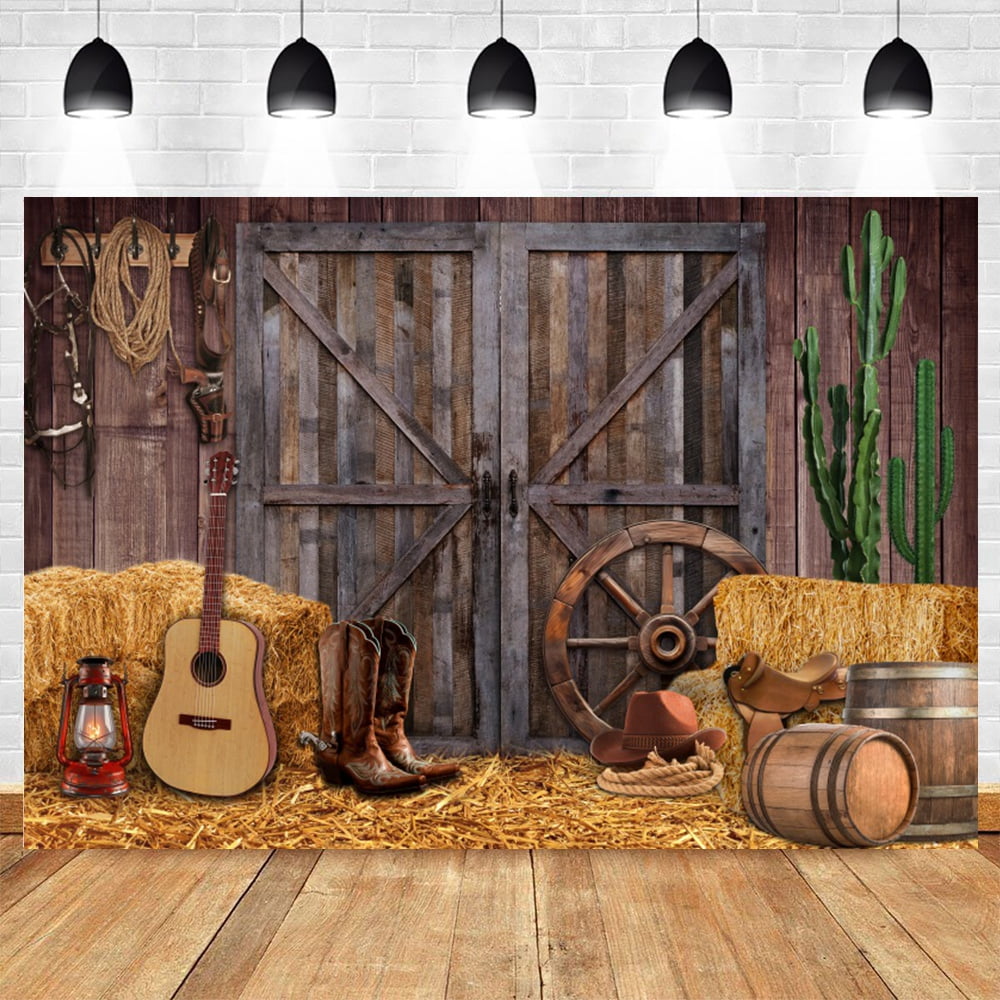 Western Cowboy Photography Background Horse Rustic Farm Wood Barn Door ...