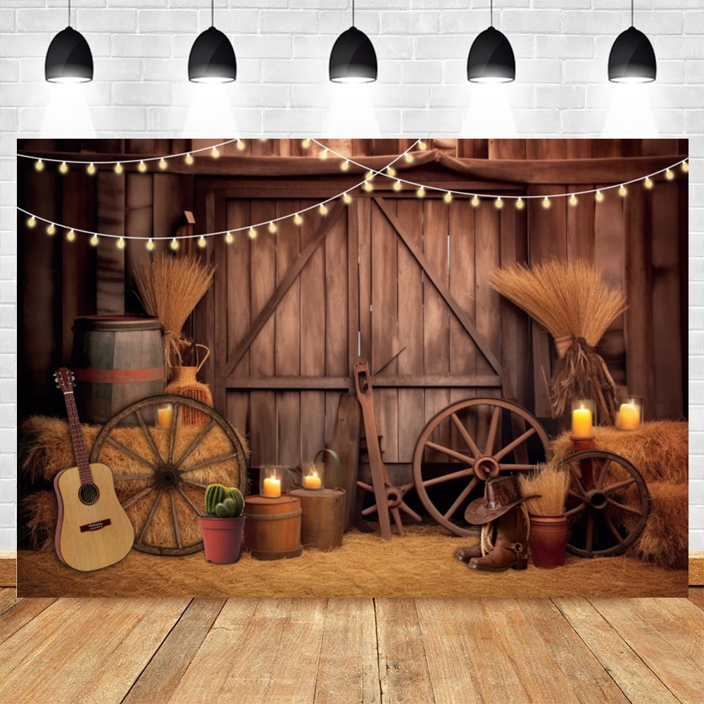 Western Cowboy Photography Background Horse Rustic Farm Wood Barn Door ...