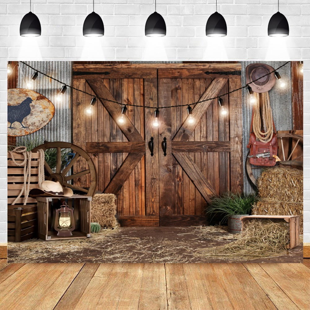 Western Cowboy Photography Background Horse Rustic Farm Wood Barn Door ...