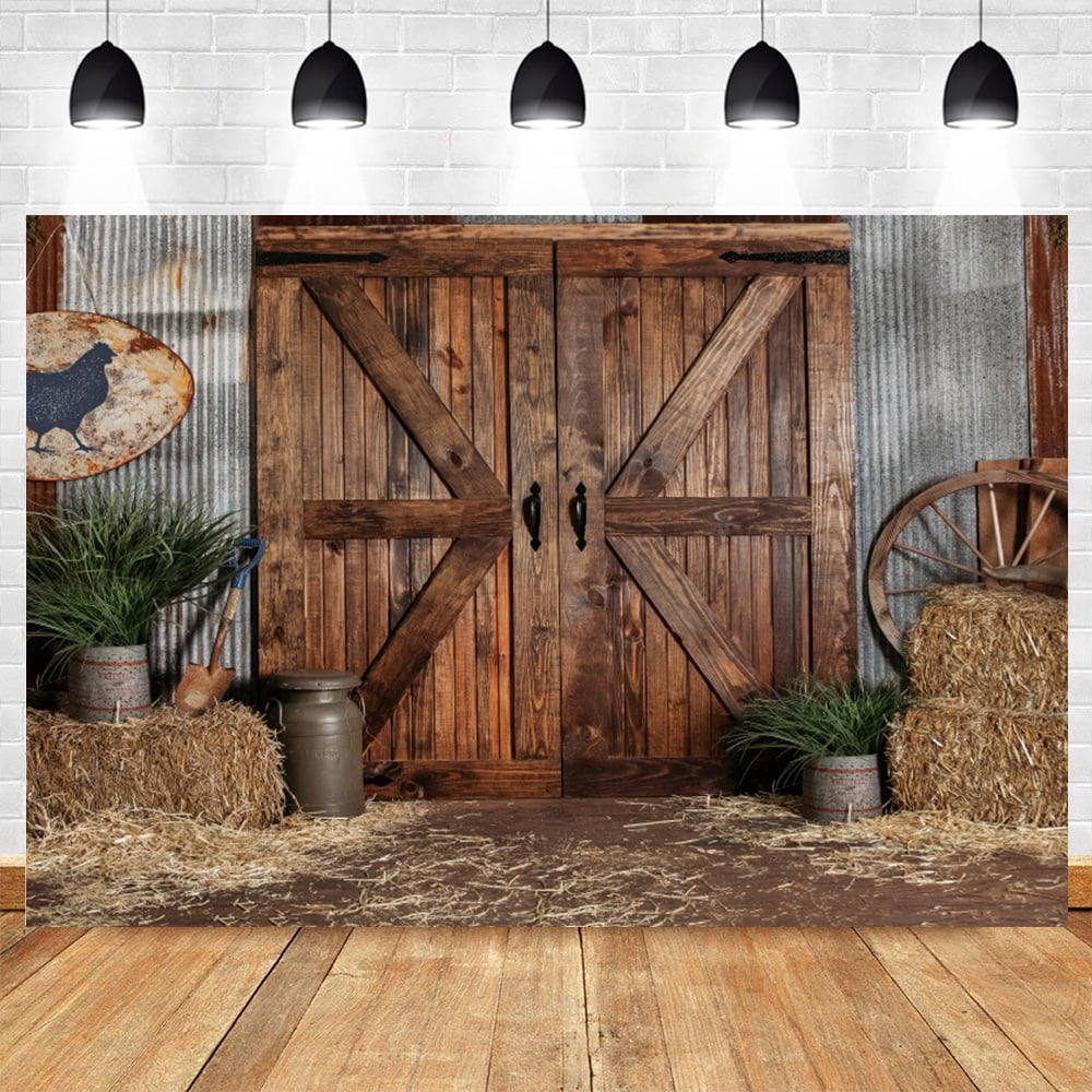 Western Cowboy Photography Background Horse Rustic Farm Wood Barn Door ...