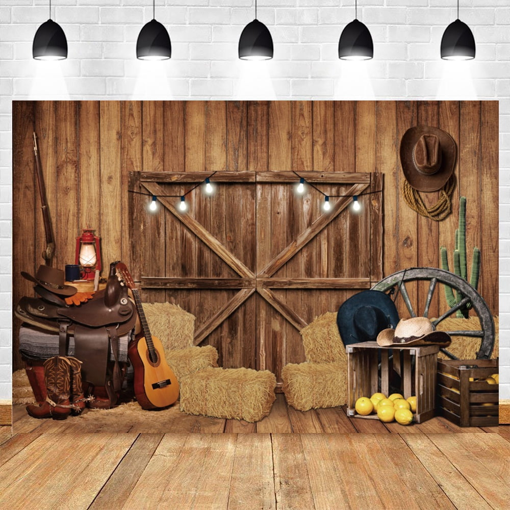 Western Cowboy Photography Background Horse Rustic Farm Wood Barn Door ...
