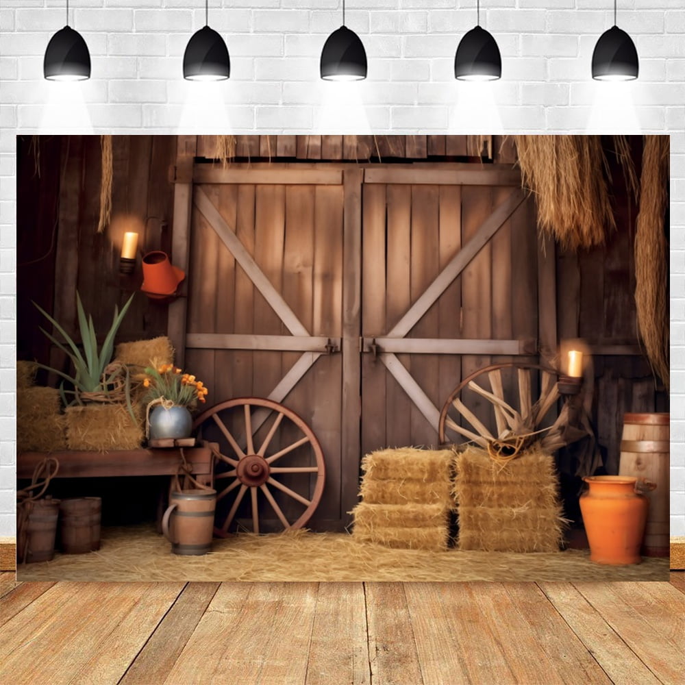 Western Cowboy Photography Background Horse Rustic Farm Wood Barn Door ...