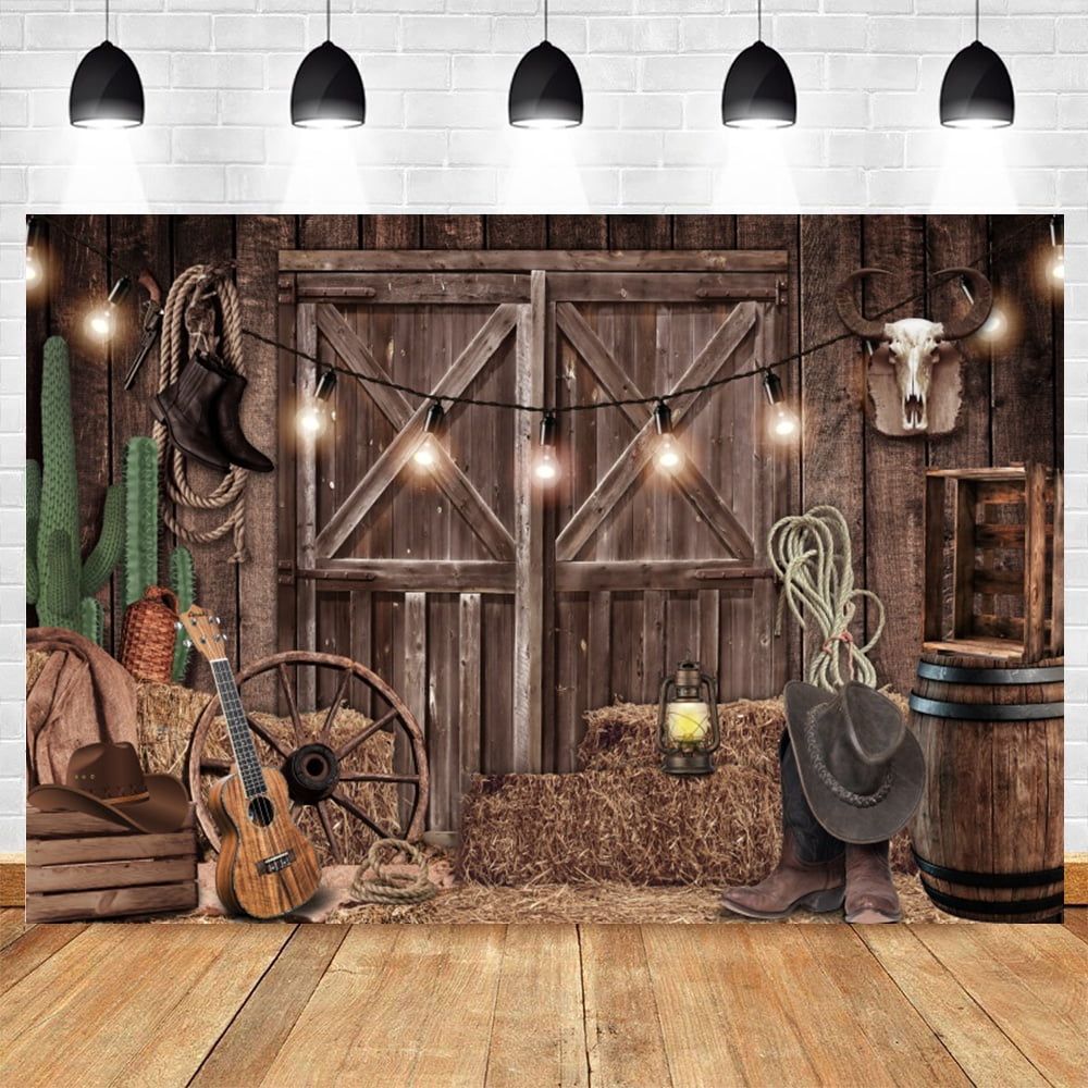 Western Cowboy Photography Background Horse Rustic Farm Wood Barn Door ...