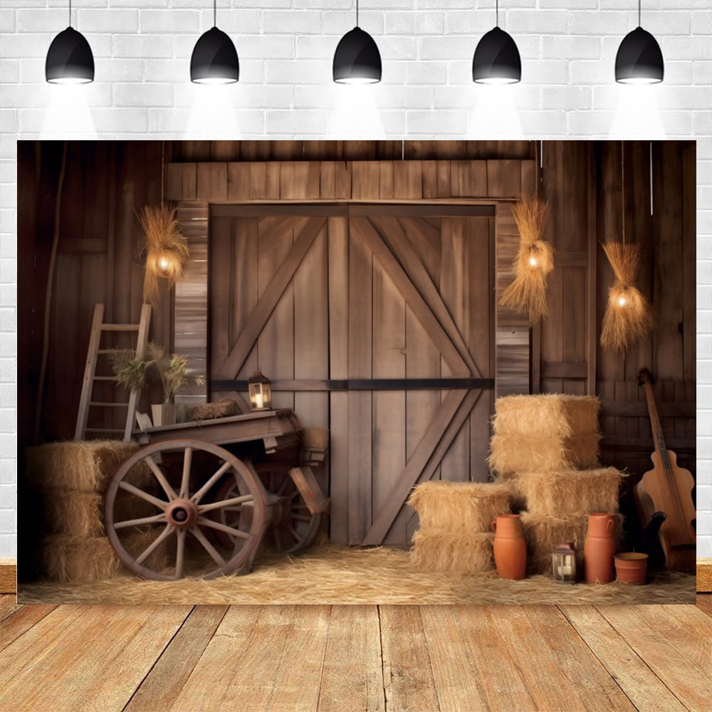 Western Cowboy Photography Background Horse Rustic Farm Wood Barn Door ...