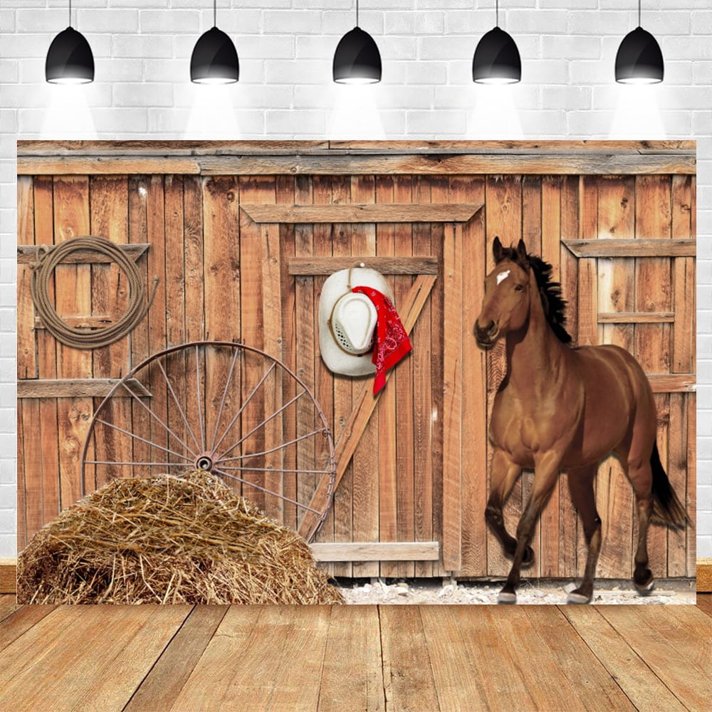 Western Cowboy Photography Background Horse Rustic Farm Wood Barn Door ...