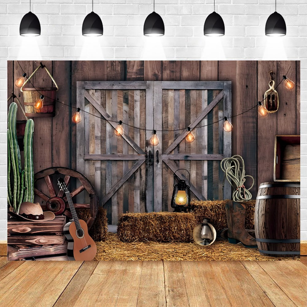 Western Cowboy Photography Background Horse Rustic Farm Wood Barn Door ...