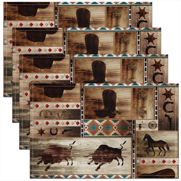 Ohmyroo Western Style Placemats Set Table Mats Heat Resistant Place ...