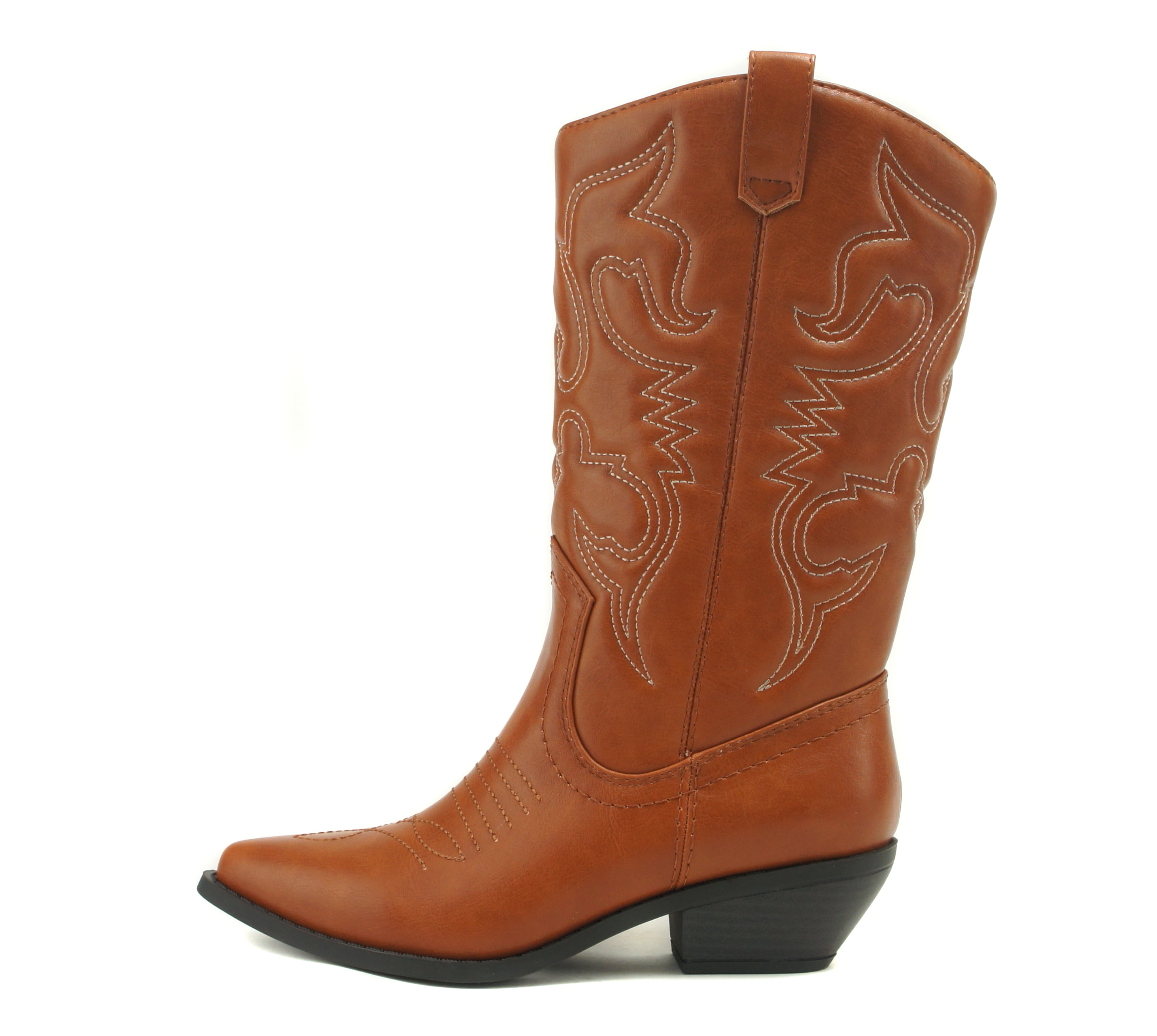 Western Cowboy Pointed Toe Knee High Pull On Tabs Boots - Walmart.com