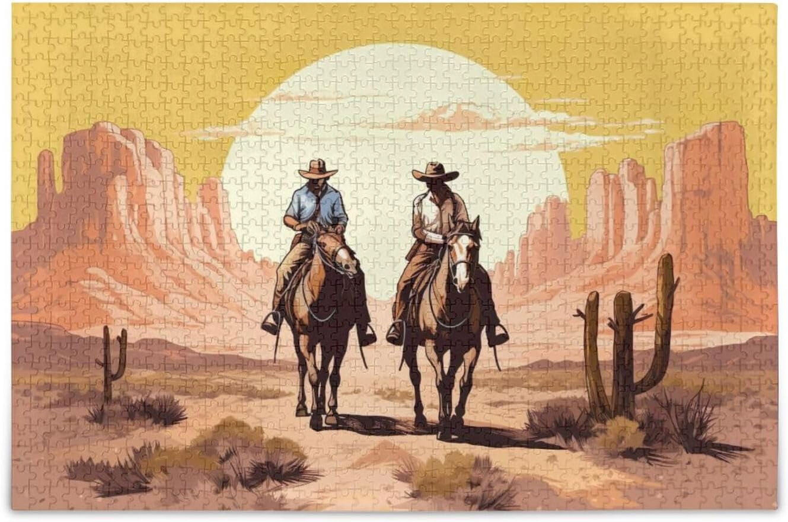Western Cowboy Jigsaw Puzzles for Adults 500 Pieces, Die-Cut Puzzle ...