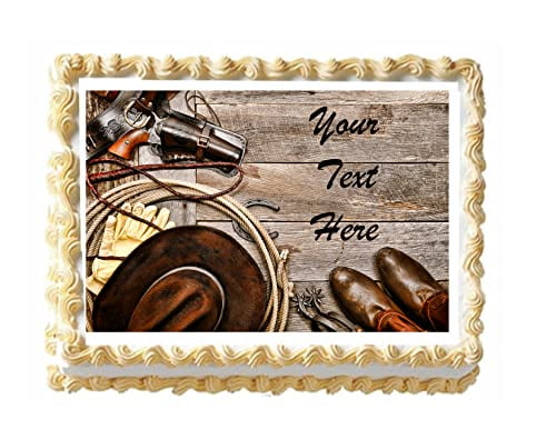 Western Cowboy Ranching Gear Edible Icing Image Cake topper for 1/4 ...