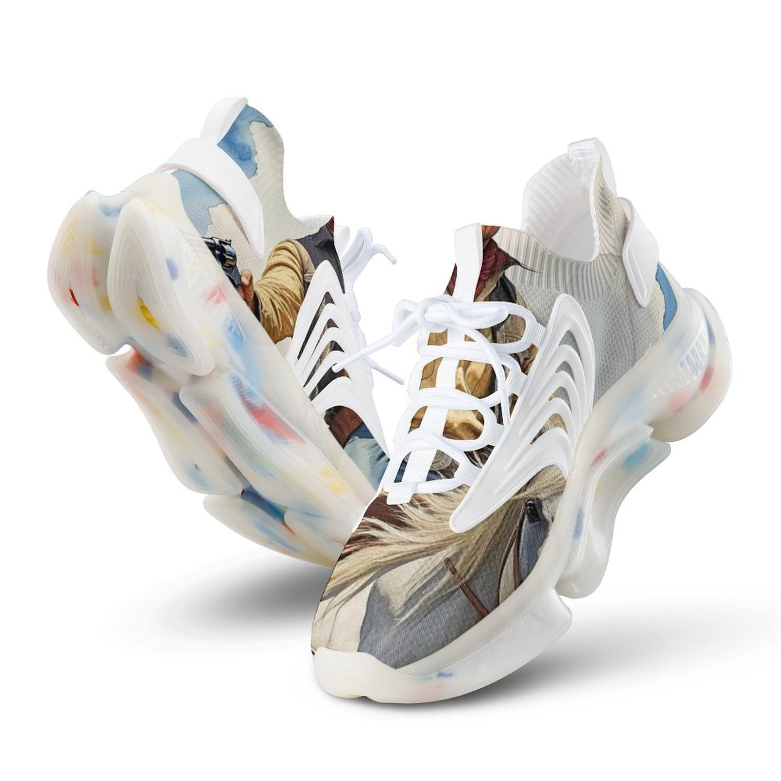 Western Cowboy Riding A White Horse Walking Shoes for Men Woman ...
