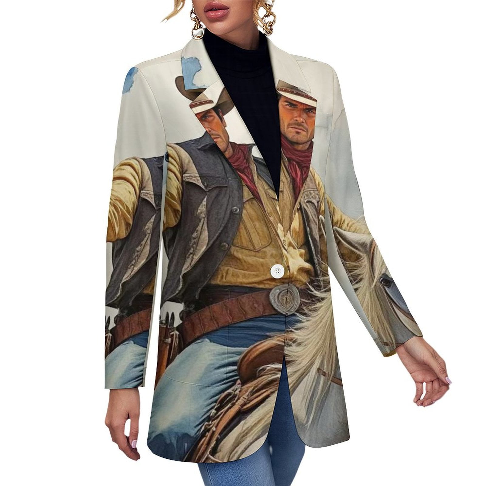 Western Cowboy Riding A White Horse Woman Casual Loose Suits Summer ...