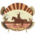 Western Cowboy Riding Horse Round Fitted Tablecloth with Elastic Edge ...