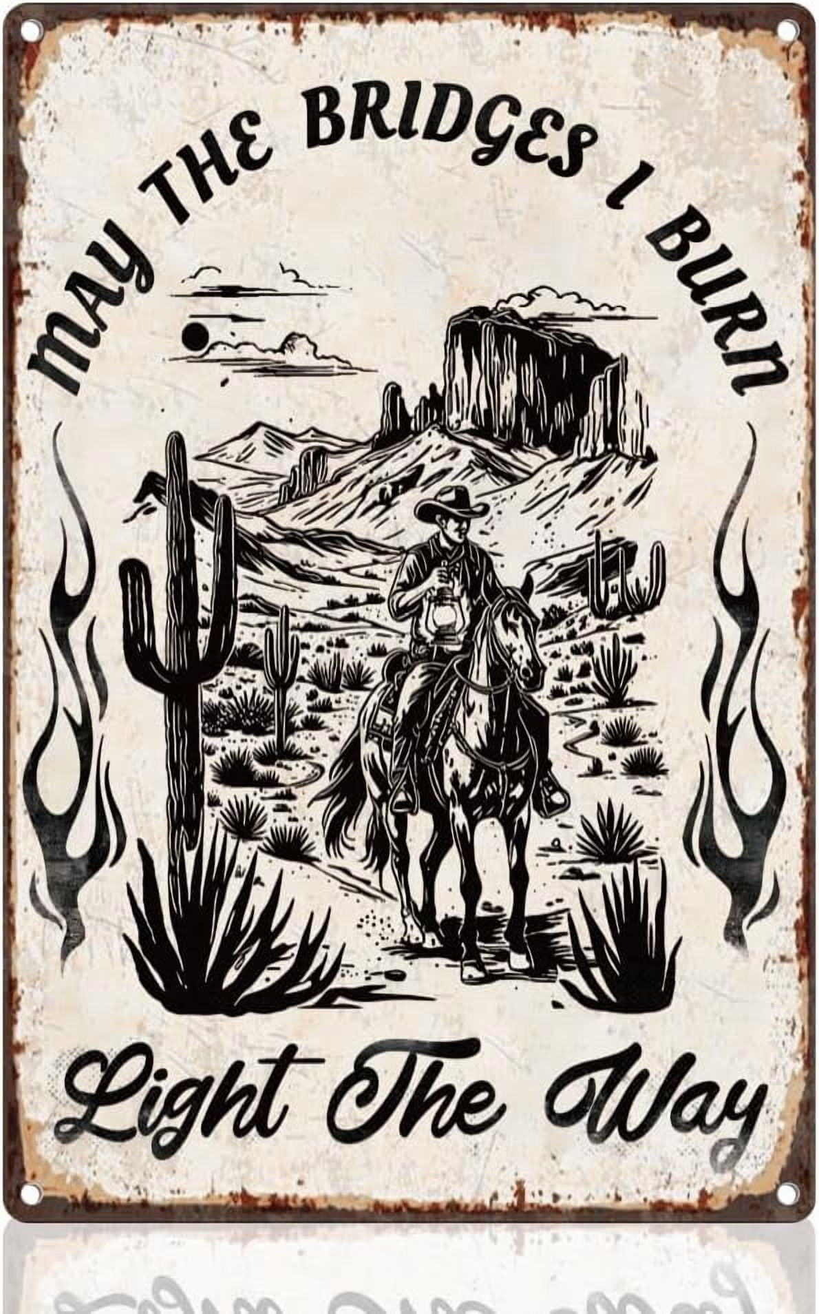 Western Cowboy Riding Horse Tin Sign Retro Metal Wall Decor 8" x 12 ...