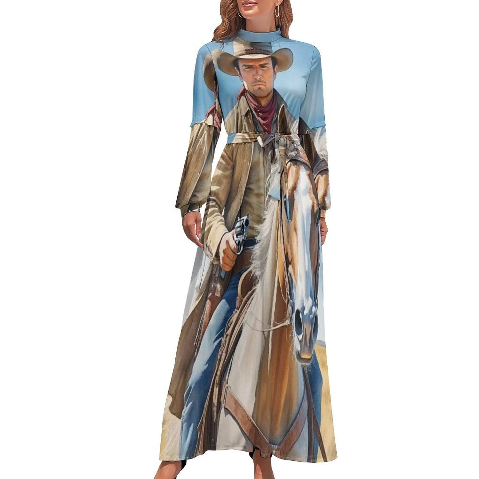Western Cowboy Riding Long Dress Women's Summer Skirt Dress for Women ...