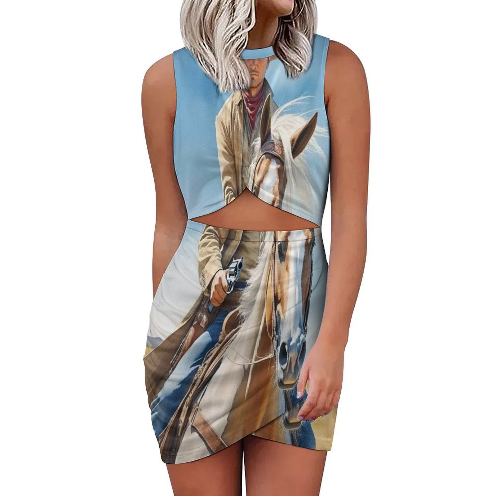 Western Cowboy Riding Women's Crossover Slim Hip Dress Summer Crossover ...