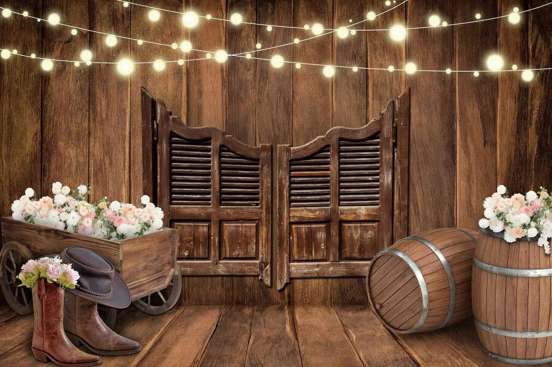Western Cowboy Rustic Wood Interior Wedding Backdrop Cactus Floral ...
