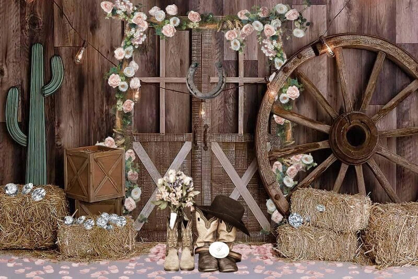 Western Cowboy Rustic Wood Interior Wedding Backdrop Cactus Floral ...