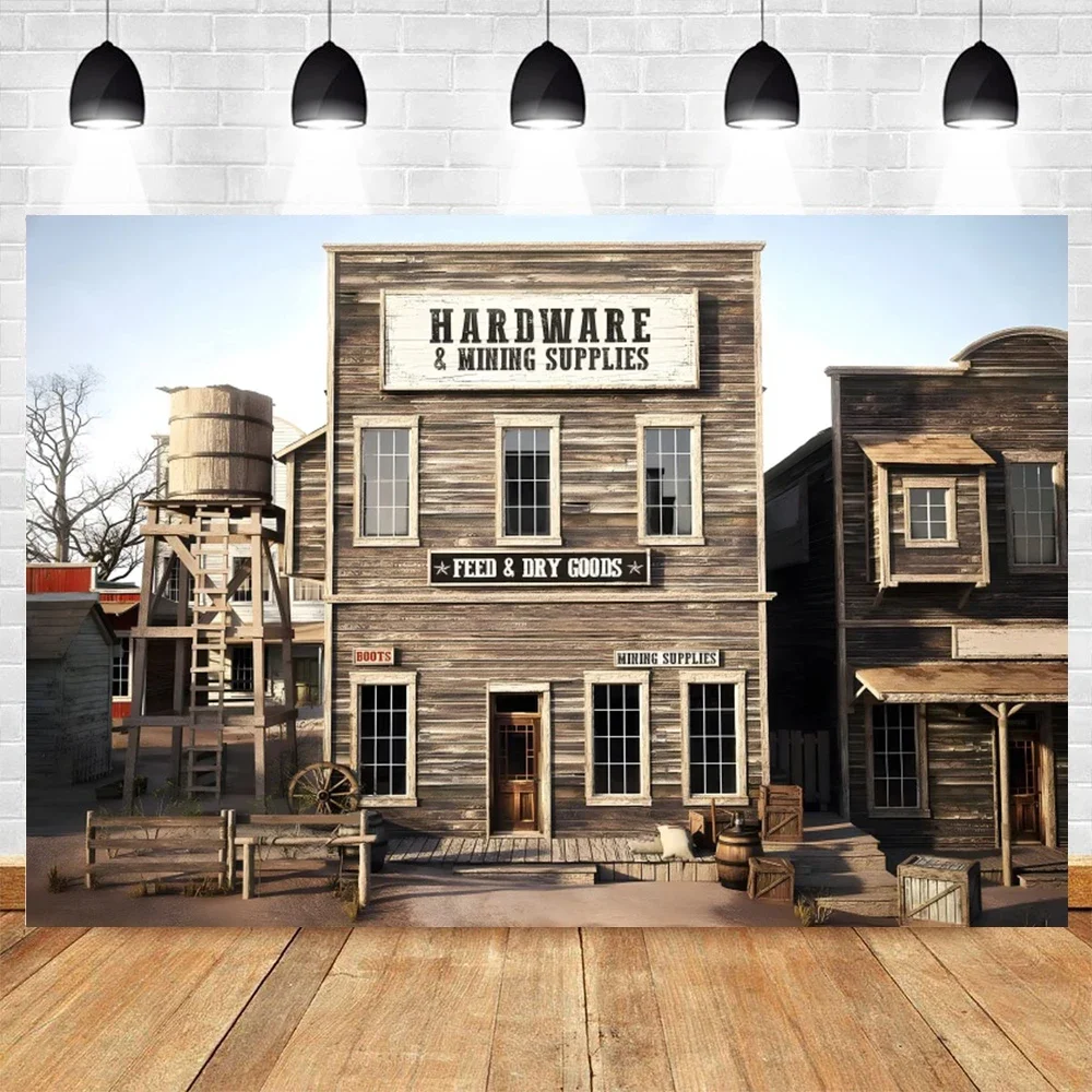 Western Cowboy Scenic Backdrop West Cowboy City Town Saloon Wooden ...