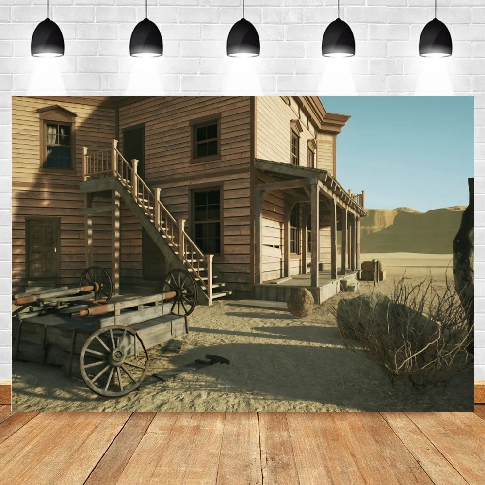 Western Cowboy Scenic Backdrop West Cowboy City Town Saloon Wooden ...