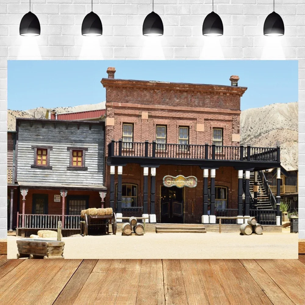 Western Cowboy Scenic Backdrop West Cowboy City Town Saloon Wooden ...