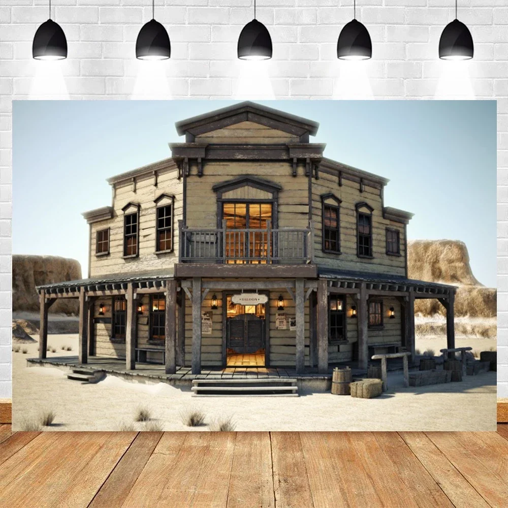 Western Cowboy Scenic Backdrop West Cowboy City Town Saloon Wooden ...