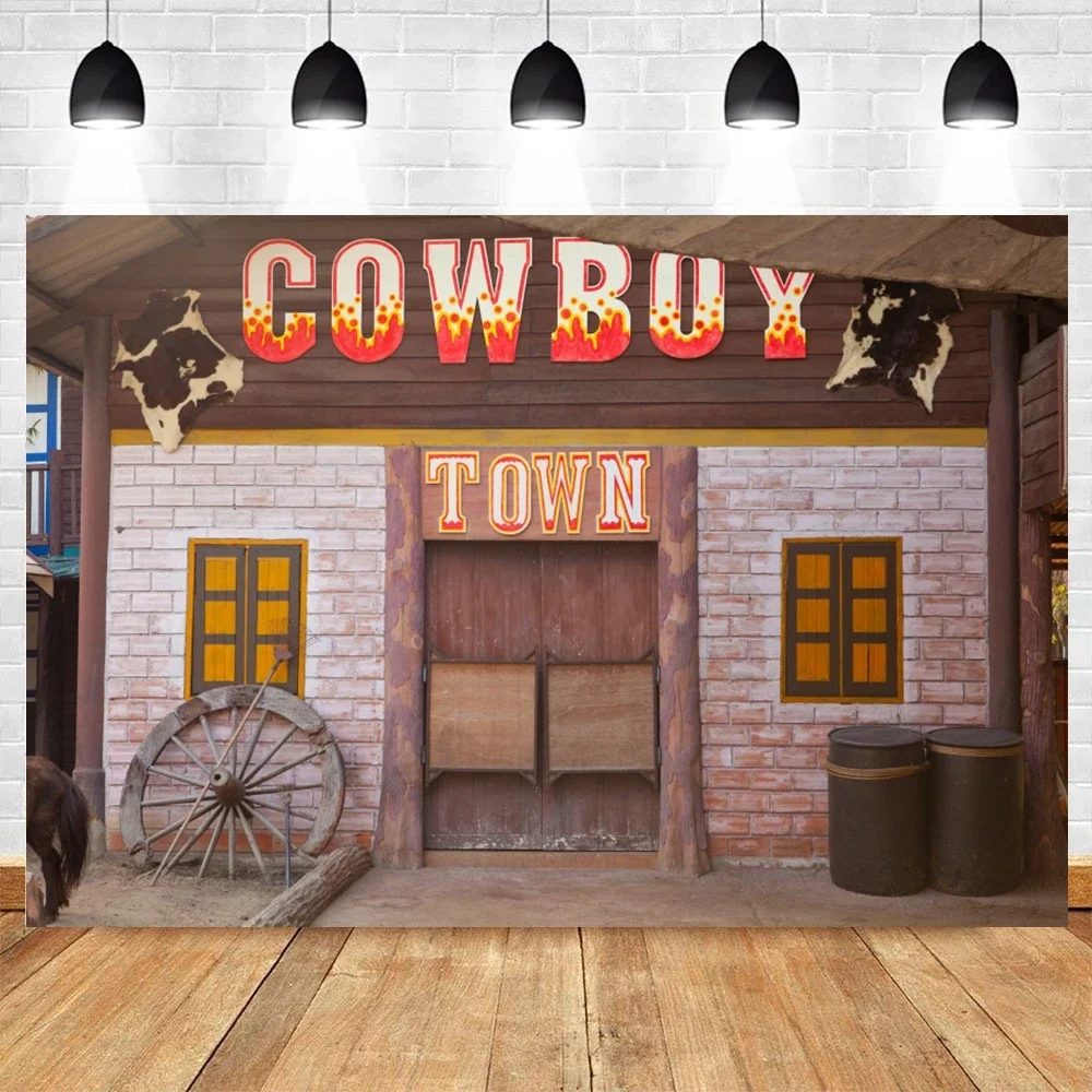 Western Cowboy Scenic Backdrop West Cowboy City Town Saloon Wooden ...
