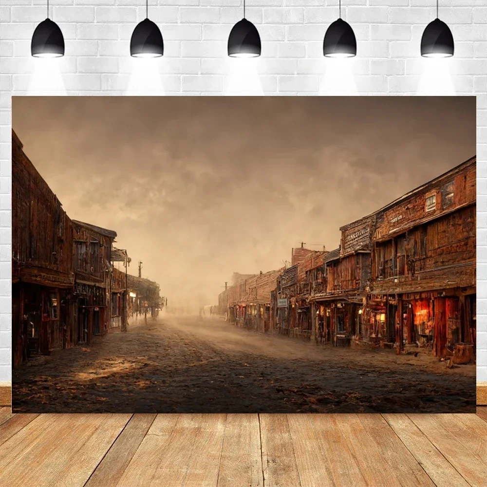 Western Cowboy Scenic Backdrop West Cowboy City Town Saloon Wooden ...