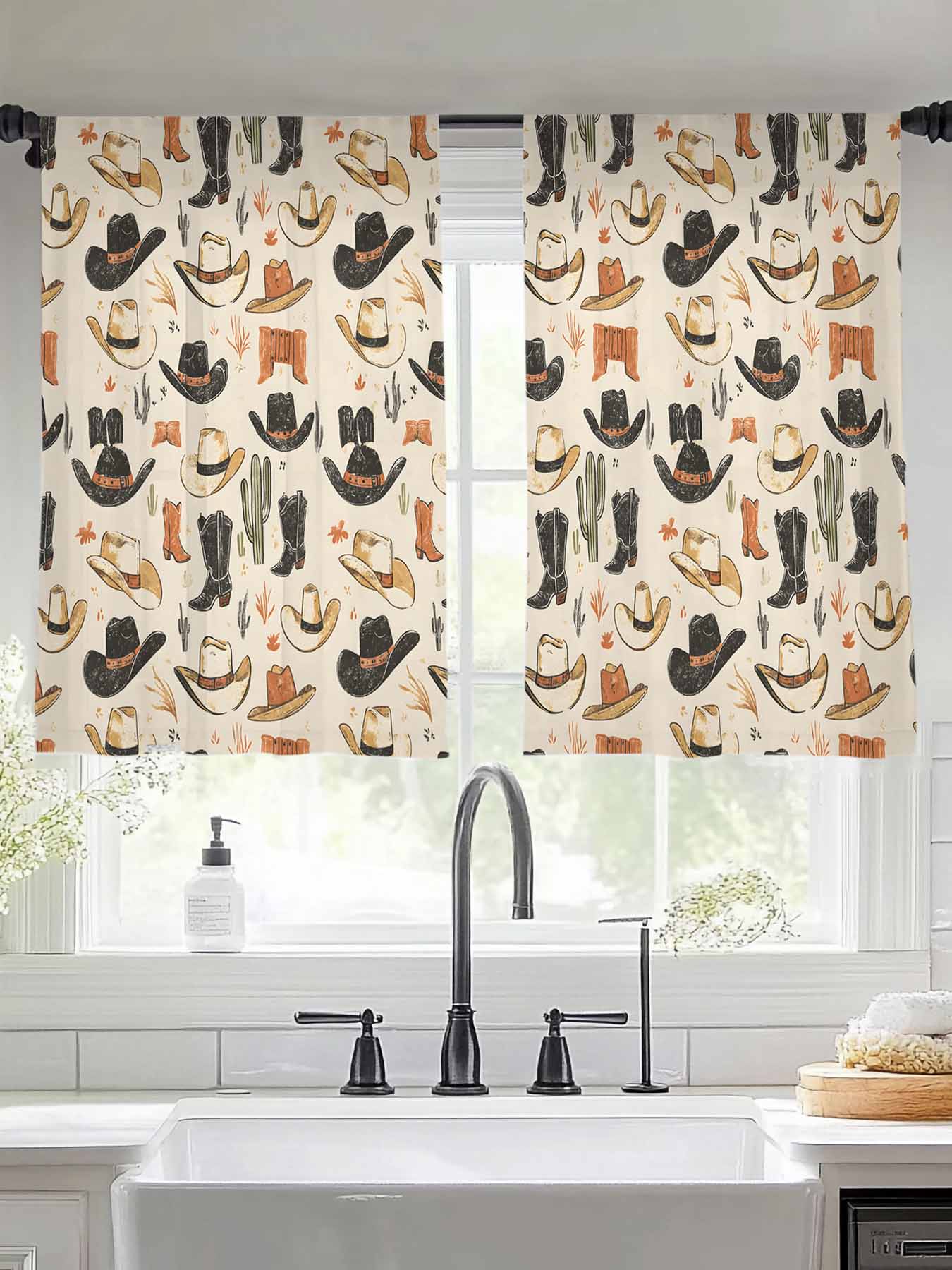 Western Cowboy Sheer Curtains for Living Room Bedroom Country Vintage ...