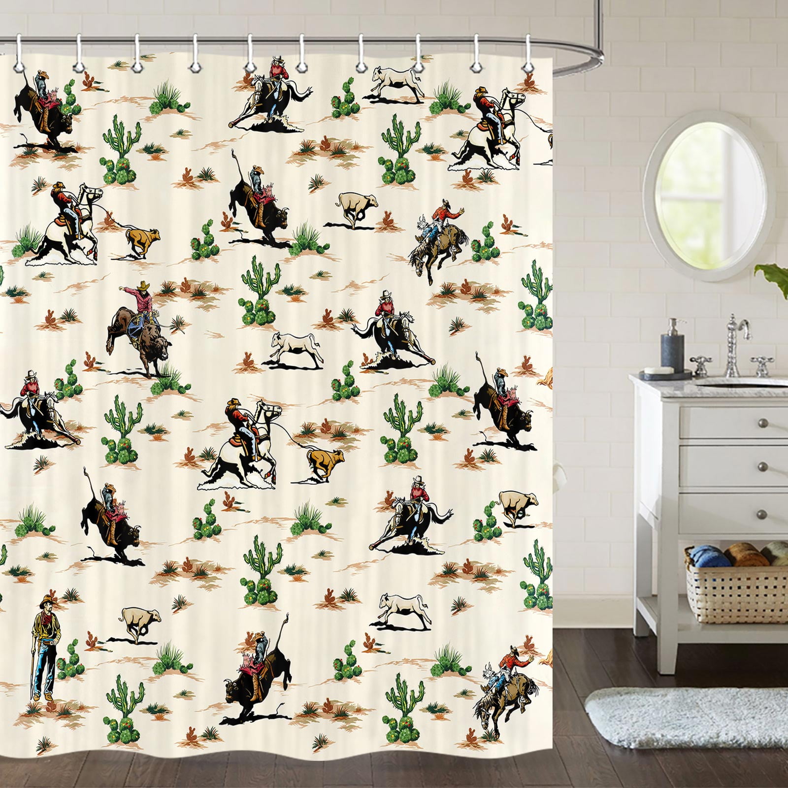Western Cowboy Shower Curtain, Wild West Southwestern Texas Star Shower ...