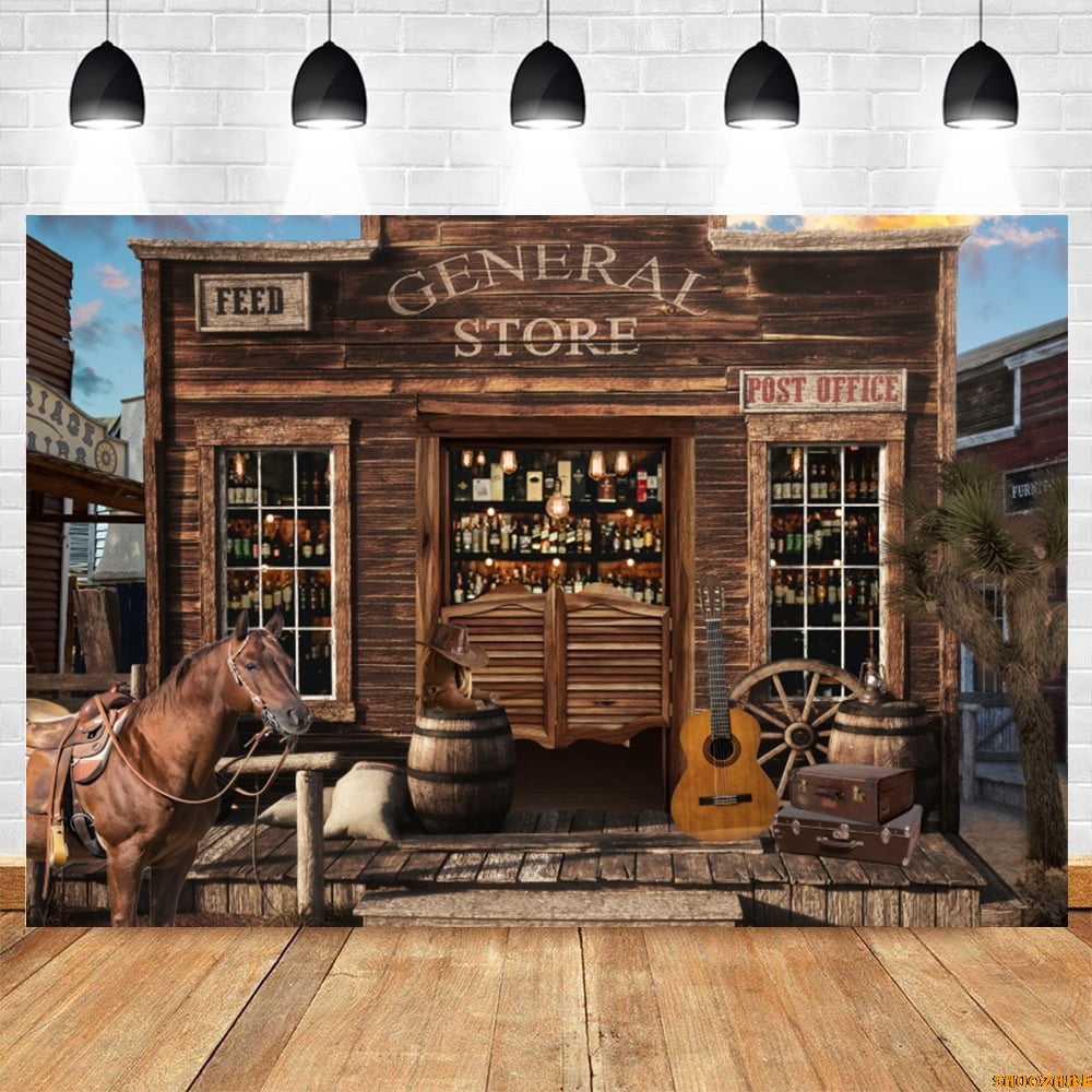 Western Cowboy Stable Horse Backdrop Haystack Baby Shower Kids Birthday ...