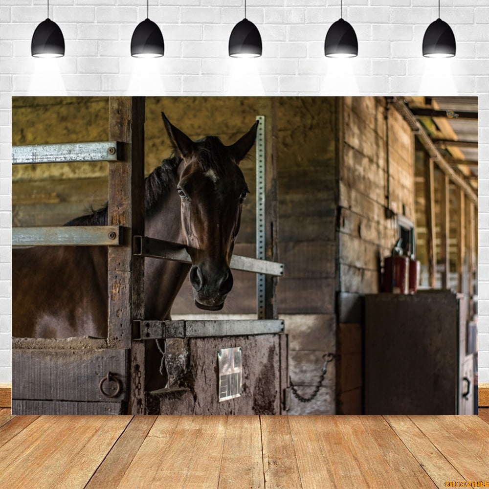 Western Cowboy Stable Horse Backdrop Haystack Baby Shower Kids Birthday ...