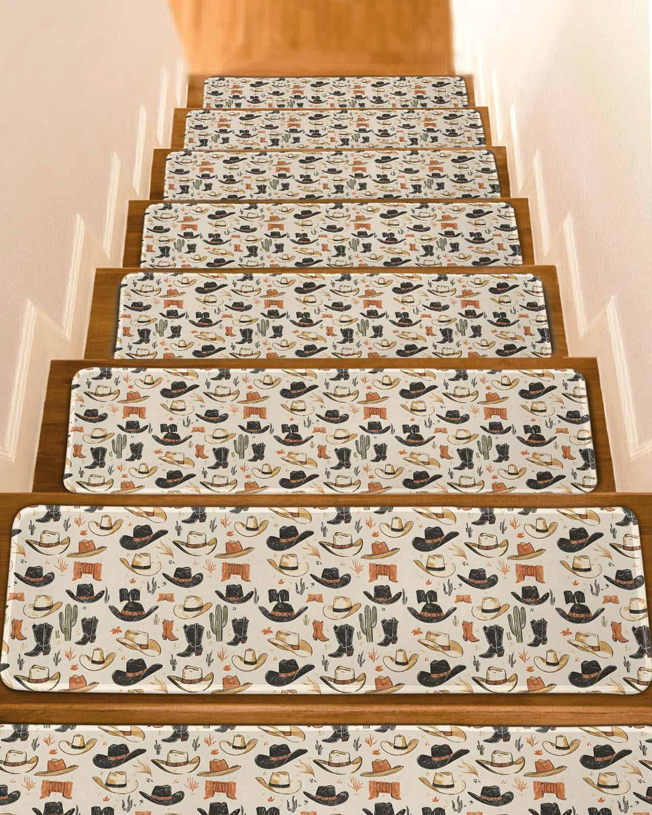 Western Cowboy Stair Treads for Wooden Steps Indoor Runner Rug Carpet ...