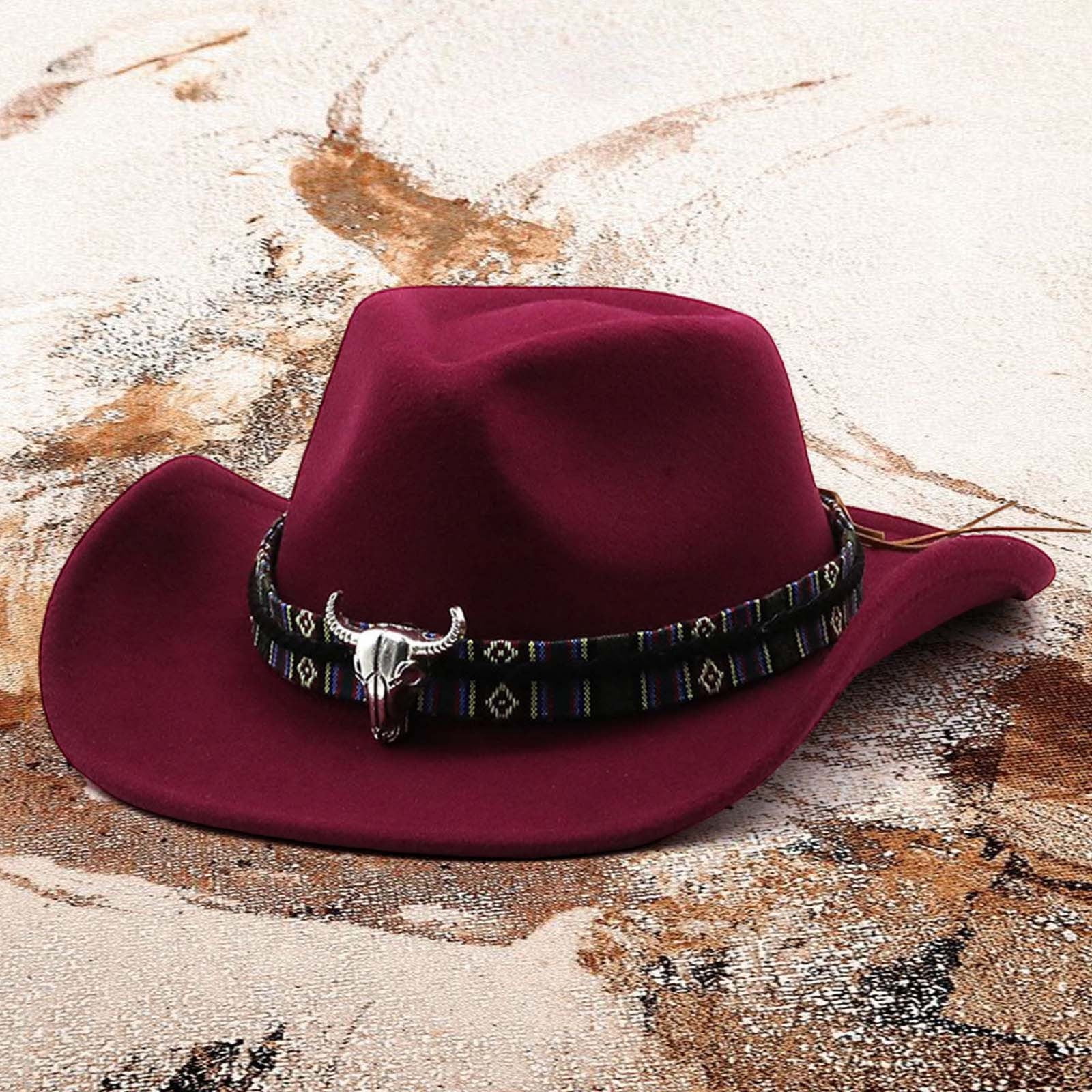 Western Cowboy Style Hat Jazz Bowler Hat Cow Head Decoration Ethnic ...