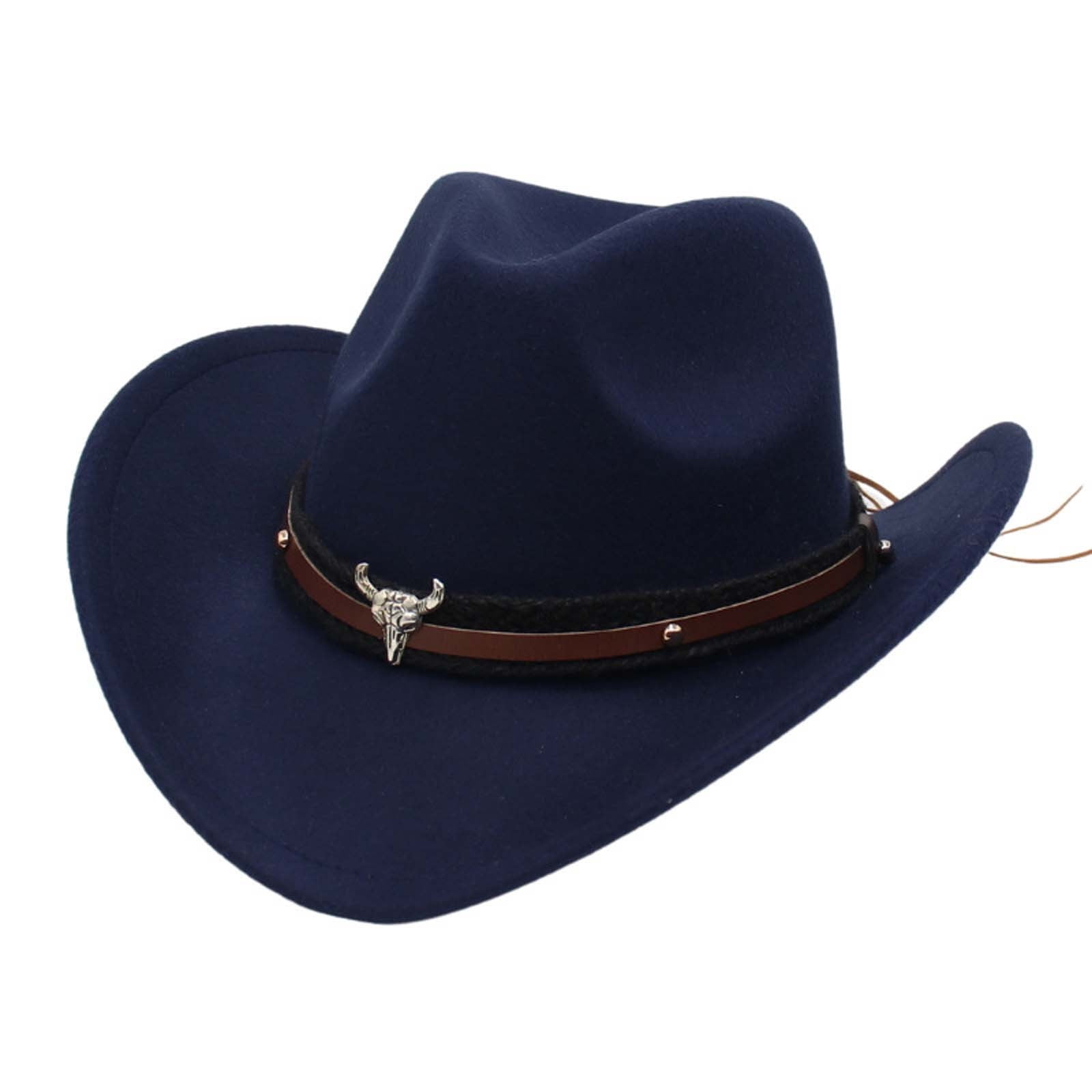 Western Cowboy Style Hat Jazz Bowler Hat Cow Head Decoration Ethnic ...
