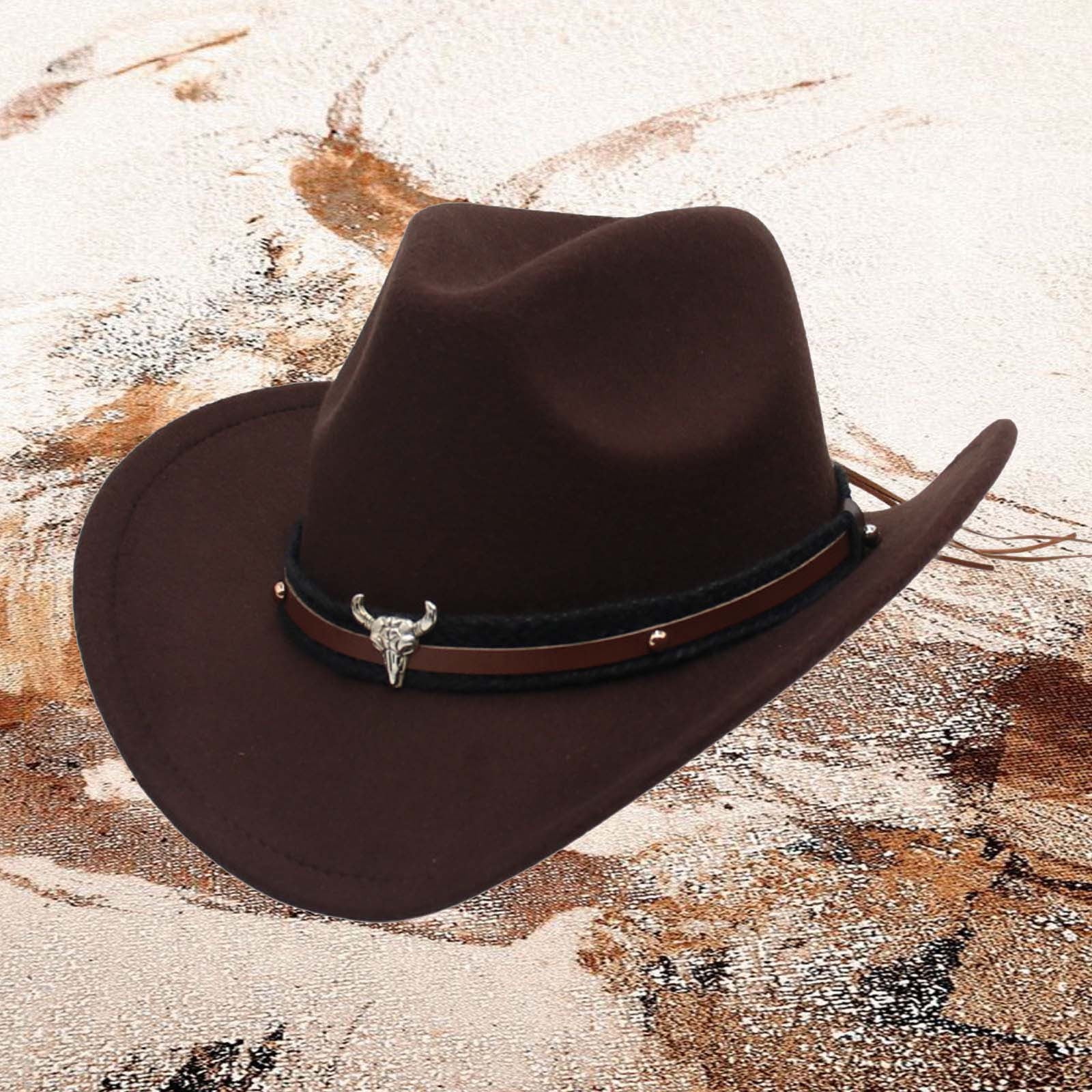 Western Cowboy Style Hat Jazz Bowler Hat Cow Head Decoration Ethnic ...