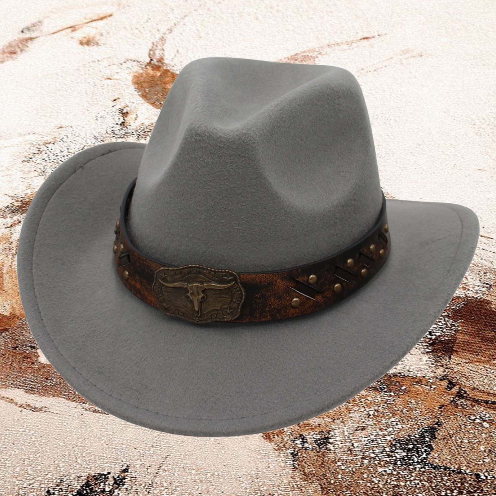 Western Cowboy Style Hat Jazz Bowler Hat Cow Head Decoration Ethnic ...