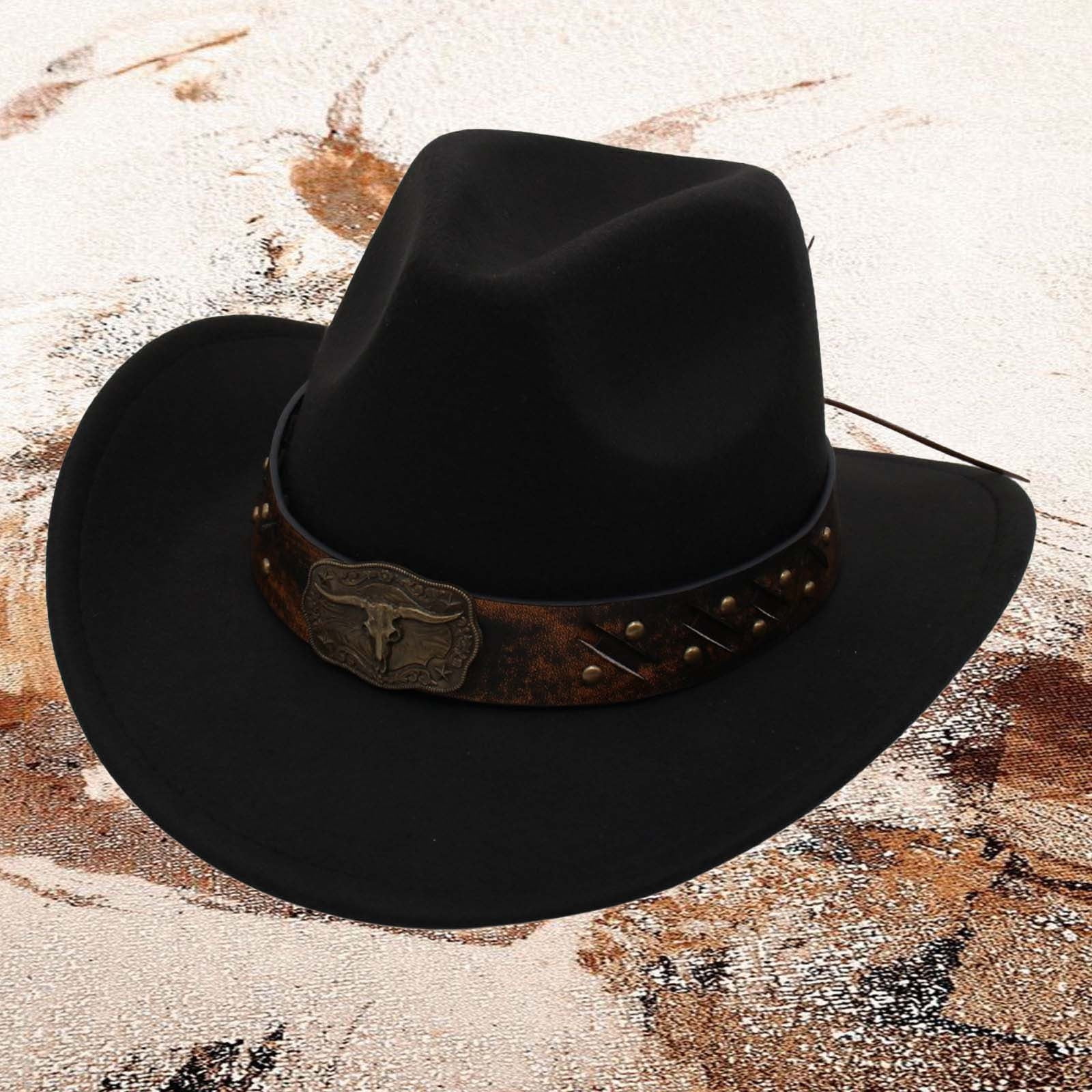 Western Cowboy Style Hat Jazz Bowler Hat Cow Head Decoration Ethnic ...