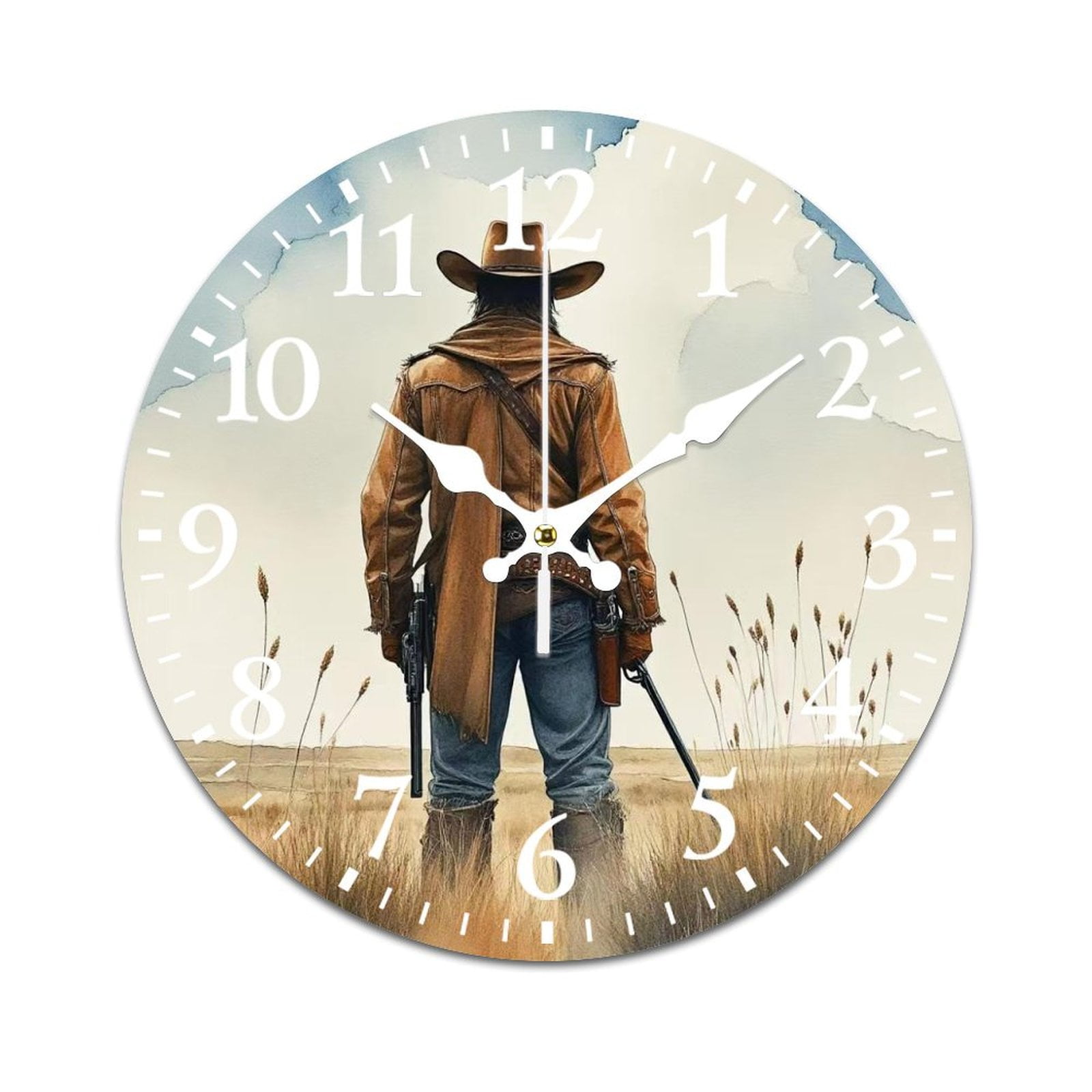 Western Cowboy Style Wall Clock Modern Design Clocks Wall Hanging Home ...