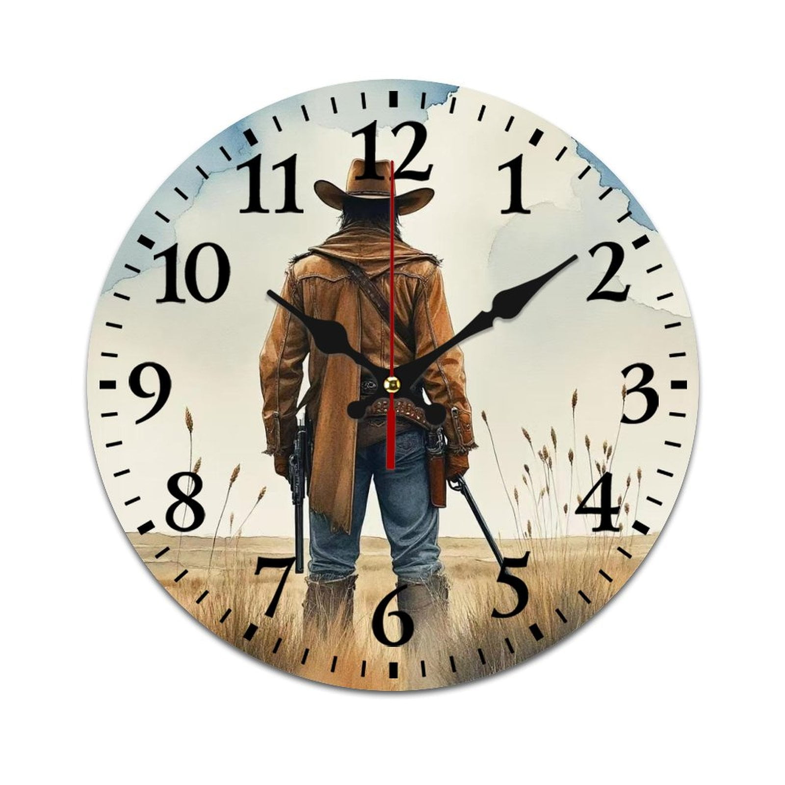 Western Cowboy Style Wall Clock Modern Design Clocks Wall Hanging Home ...