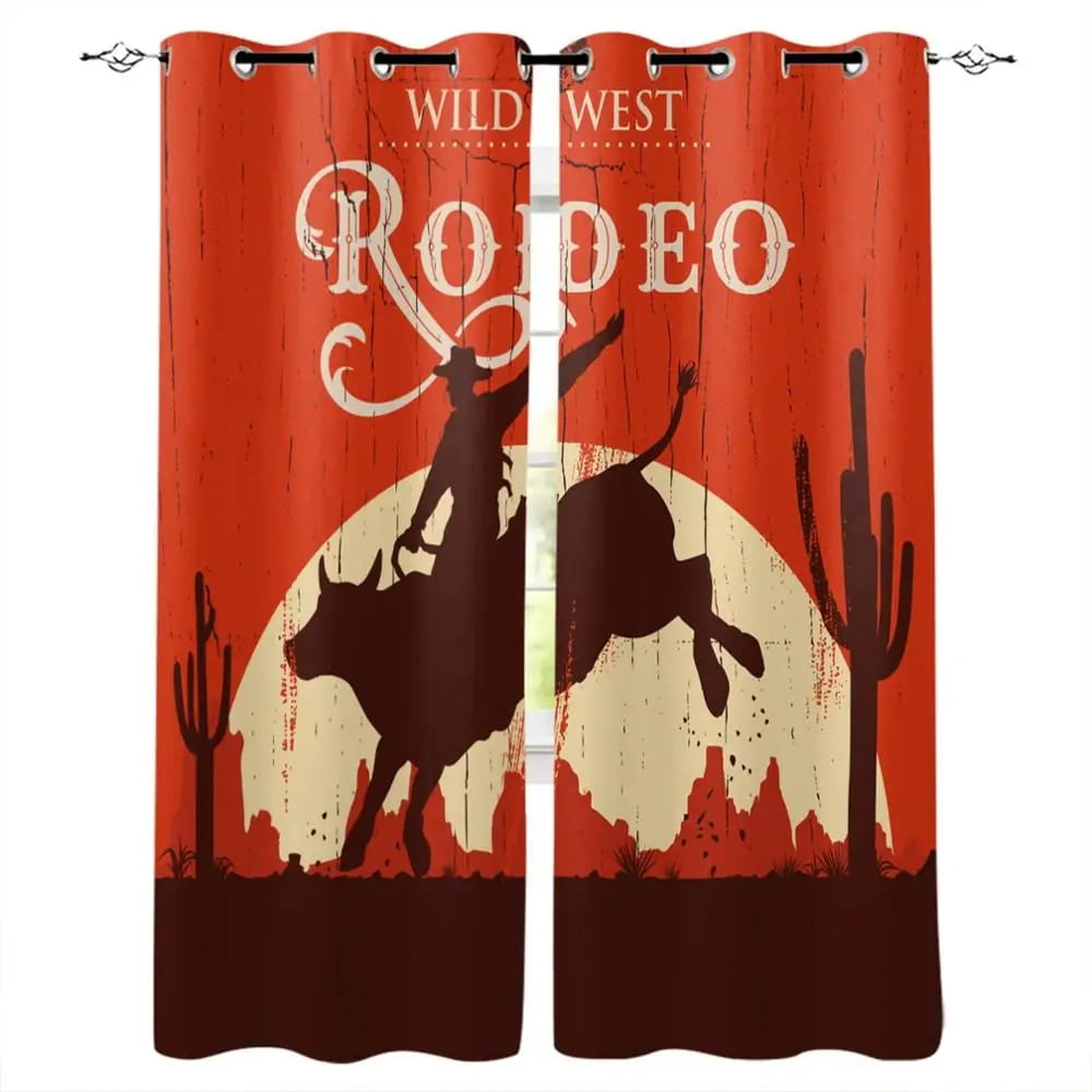 Western Cowboy Style Window Curtain Bedroom Kitchen Decor Curtain Panel ...